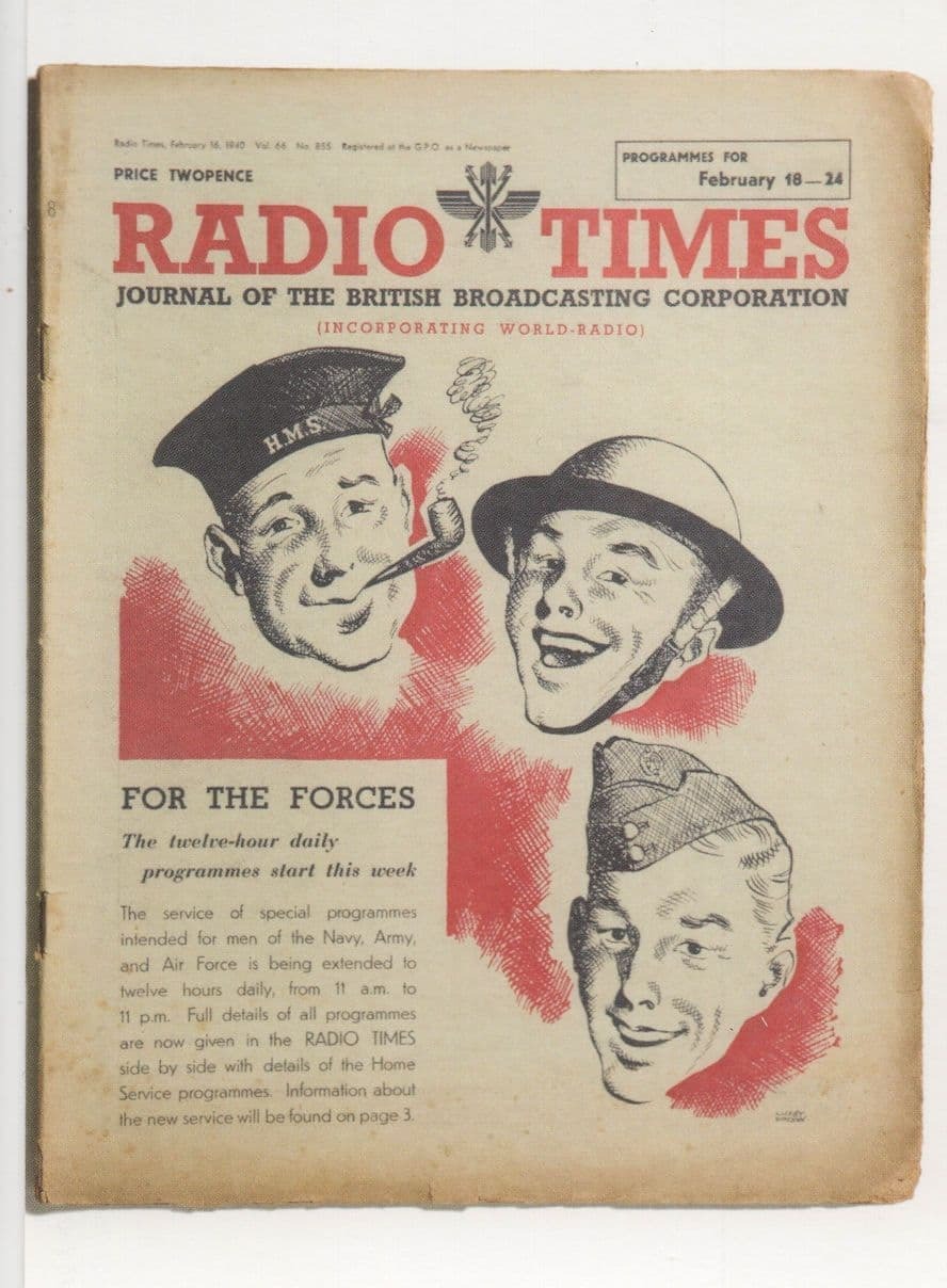 BBC Radio Times WW2 1940 For The Military Forces Magazine Postcard ...