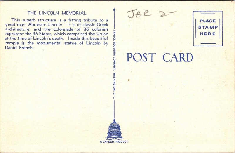 Lincoln Memorial Washington Dc Linen Cherry Tree Greek Architecture ...