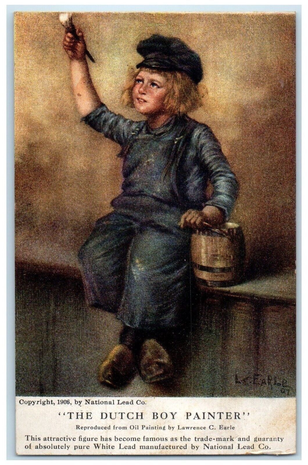 c1910's The Dutch Boy Painter Oil Painting Lawrence Earle Antique ...