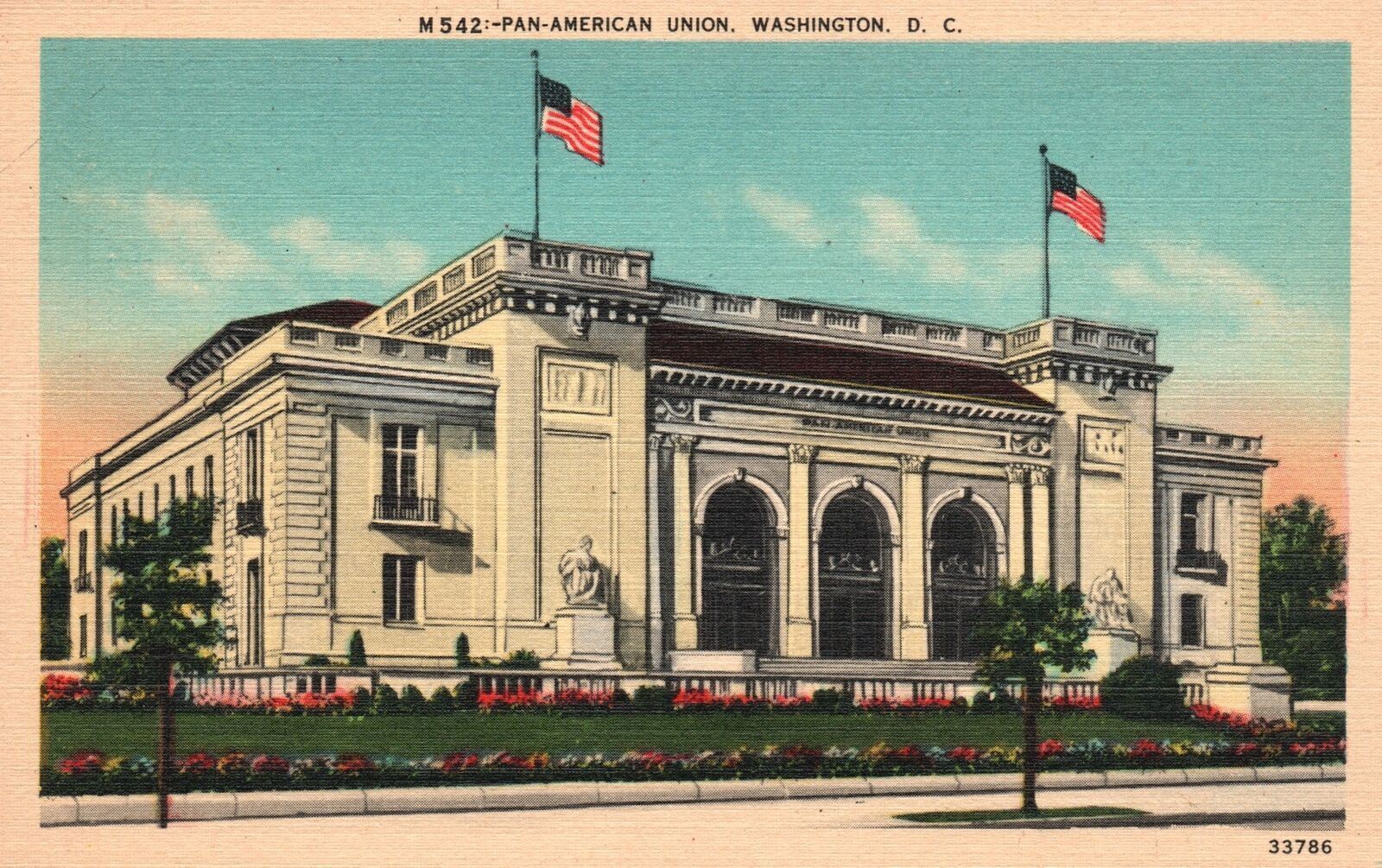 Vintage Postcard Pan-American Union Building U.S. Flags Washington DC ...