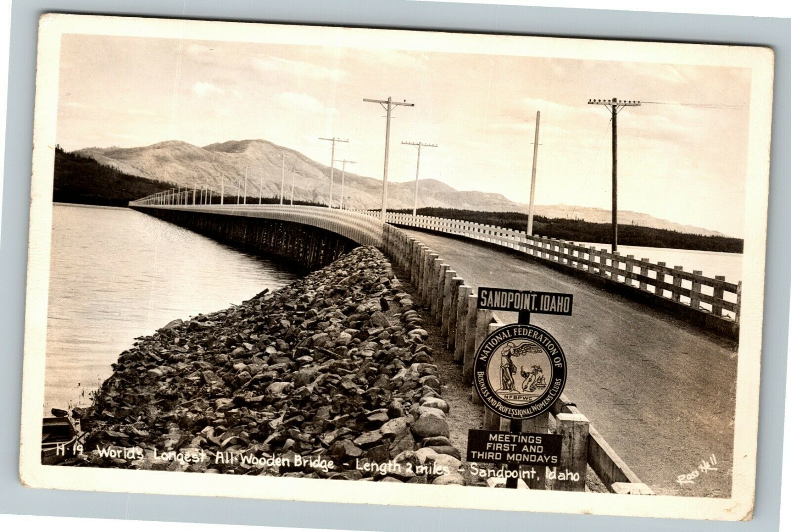RPPC Sandpoint ID-Idaho, World's Longest All Wooden Bridge Real Photo ...