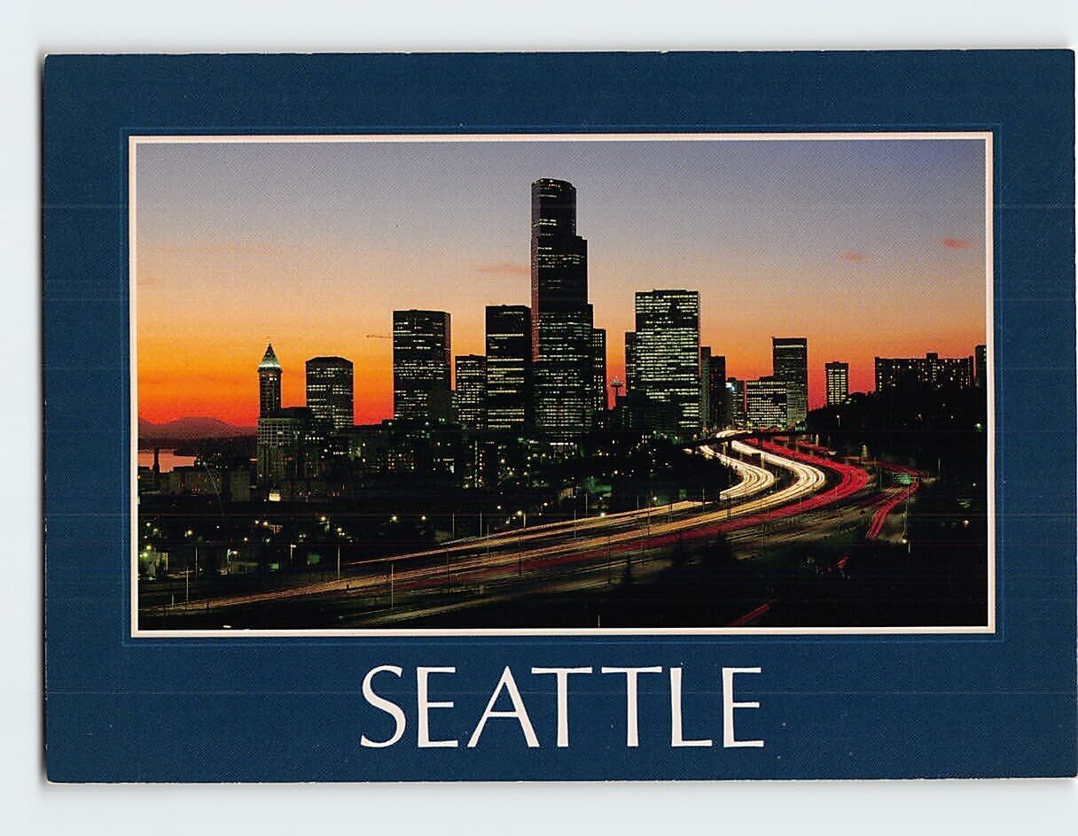 Postcard Seattle Skyline At Sunset As Seen From The South, Seattle ...