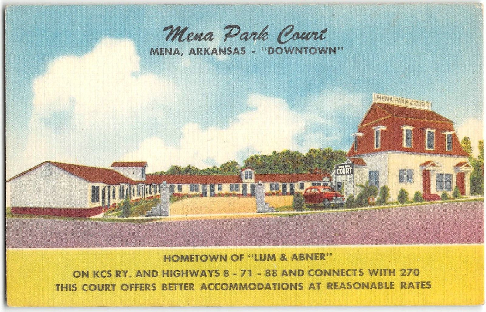 Arkansas Roadside MENA PARK COURT Lum & Abner 1940s Linen Vintage ...