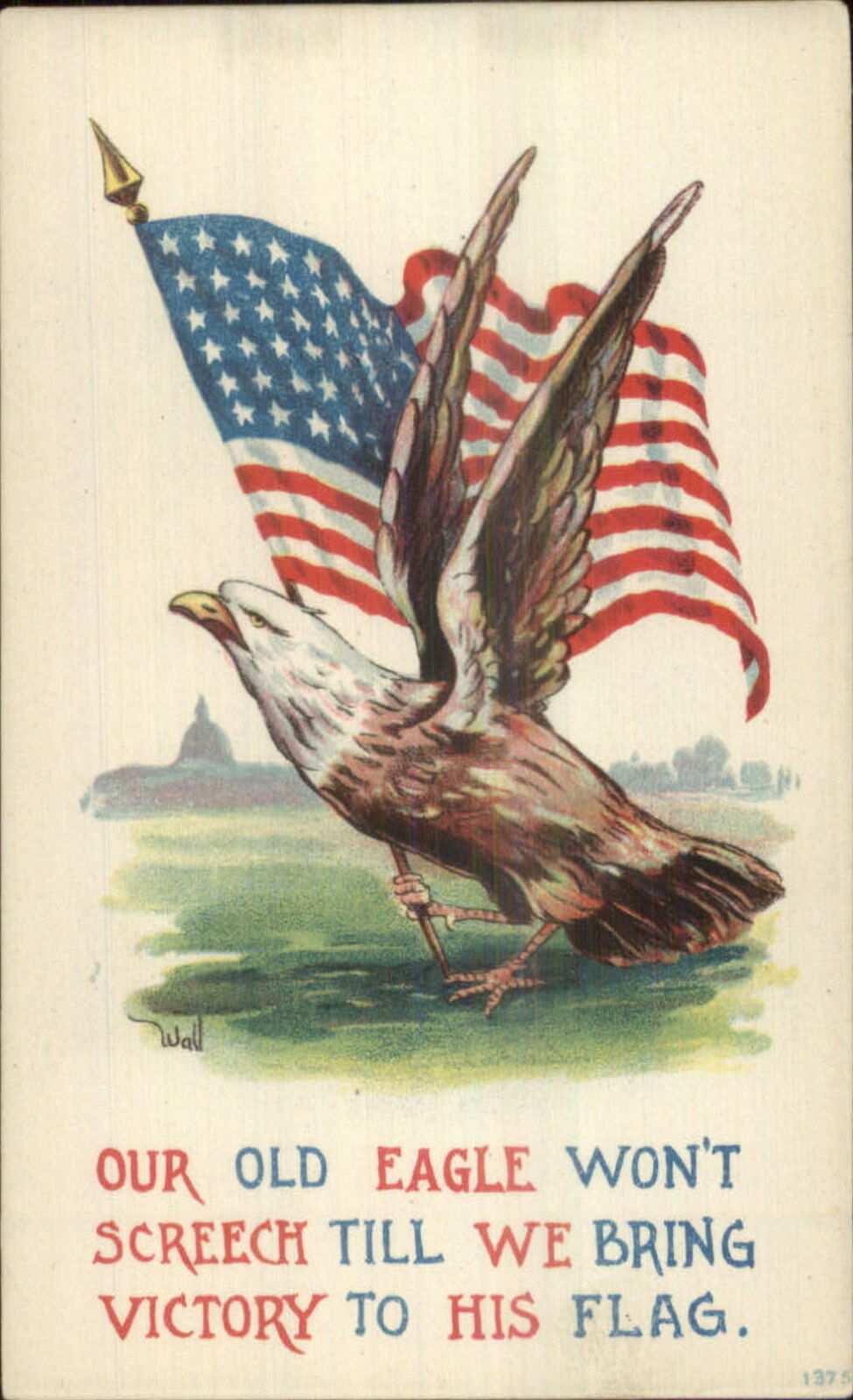 WWI US Propaganda Eagle Holding American Flag Bernhardt Wall Postcard ...