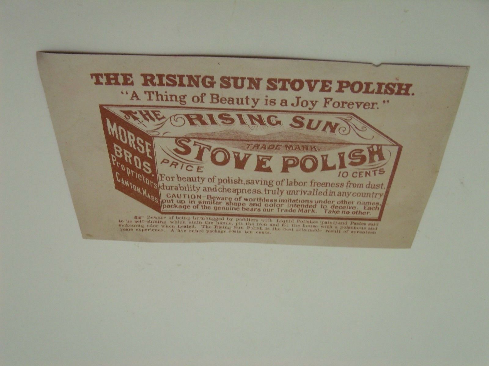 Morse Bros The Rising Sun Stove Polish "A Tell Tale Stove" Women & Man ...