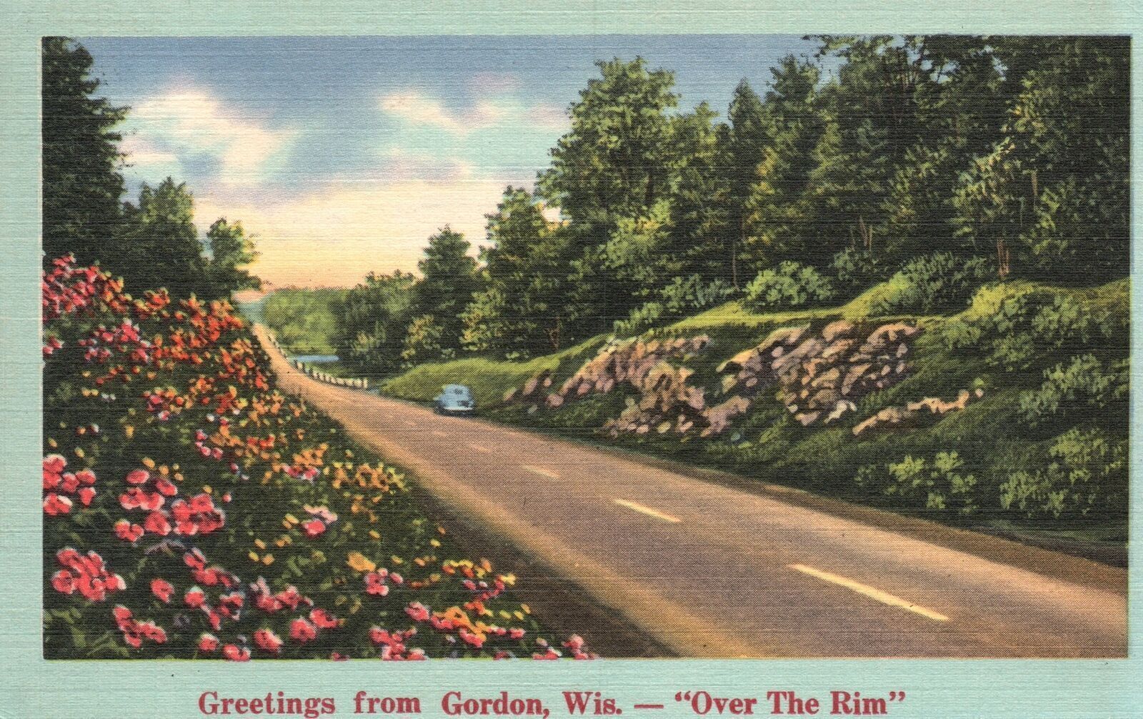 Vintage Postcard 1955 Greetings From Gordon Wisconsin WI Over The Rim ...