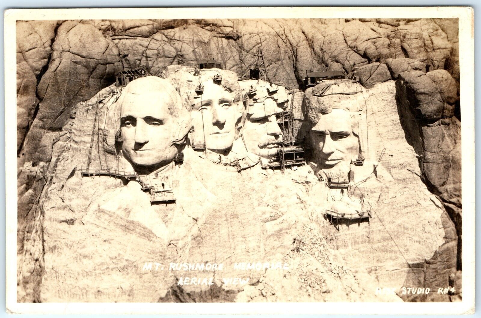 c1940s Mount Rushmore SD RPPC Under Construction Scaffold Real Photo PC ...