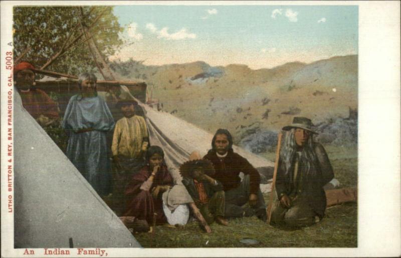 Native American Indian Family Litho Britton & Rey San Francisco ...