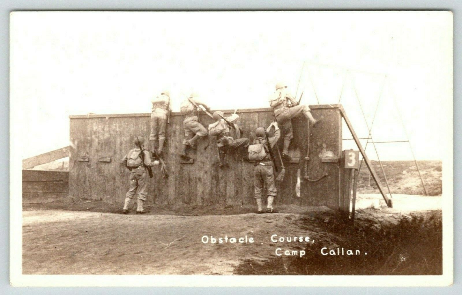 Camp Callan CA~WWII Soldiers Climb Wall~Obstacle Course~Full Gear~1940s ...