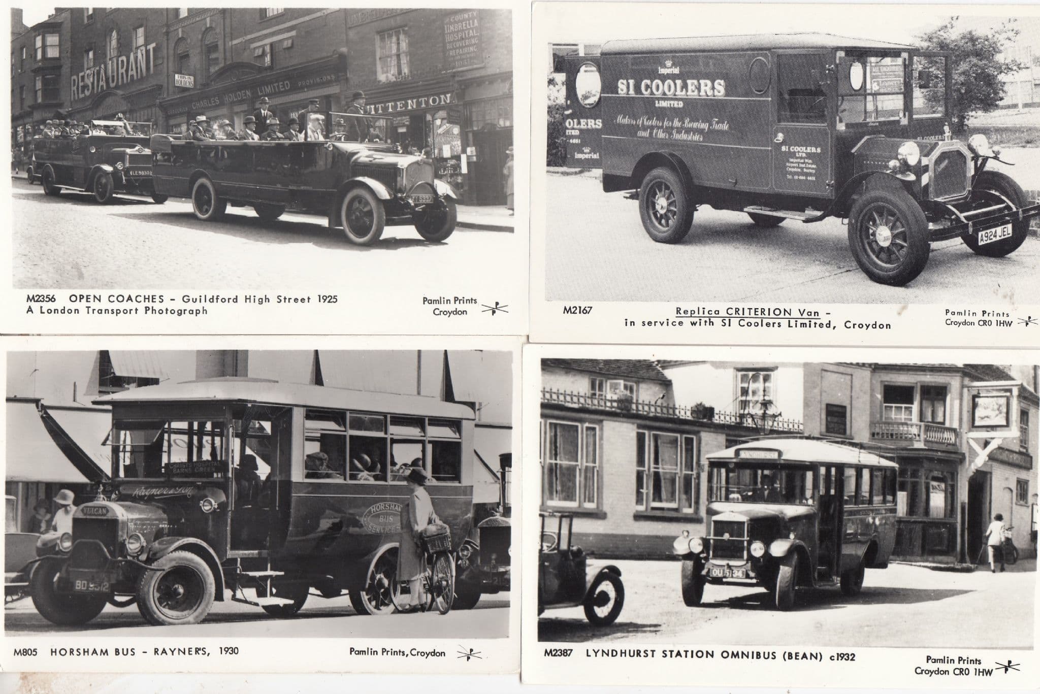 Croydon Lorry Lyndhurst Omnibus Horsham Surrey 4x Transport Postcard s ...