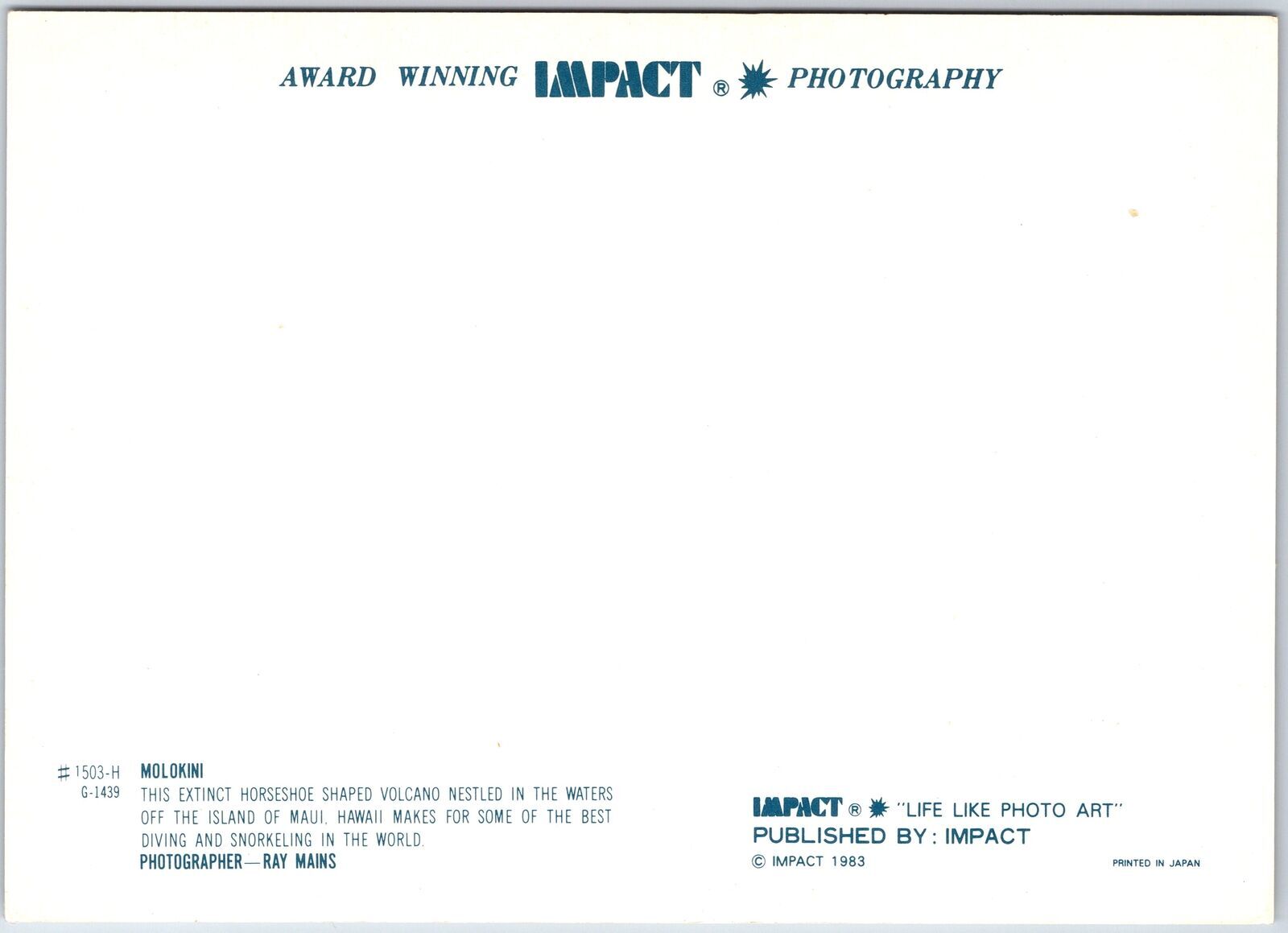 Continental Size Postcard the Extinct Horseshoe Shaped Volcano at Maui ...