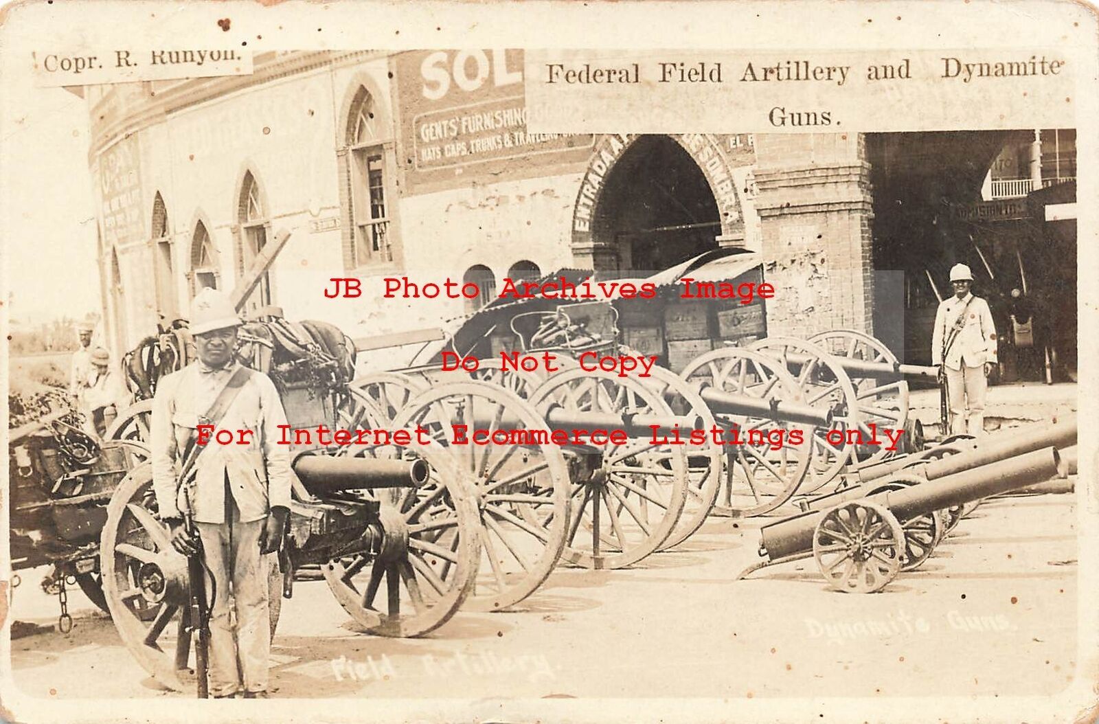 Mexico Border War, RPPC, Federal Field Artillery & Dynamite Guns ...
