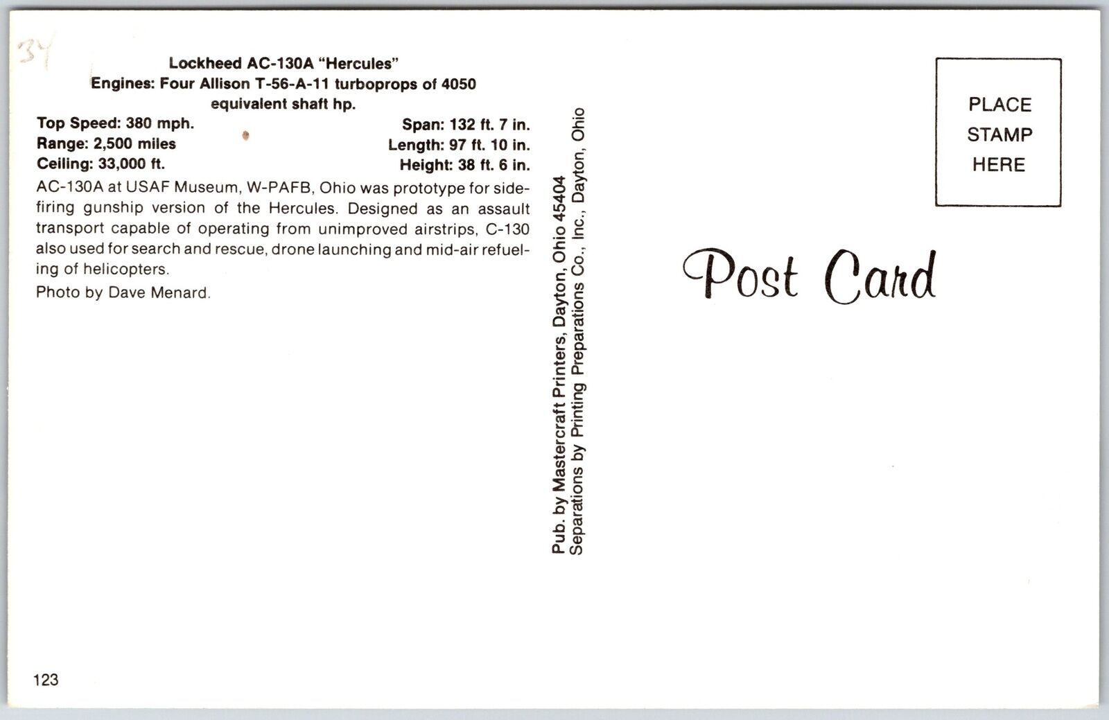 Lockheed AC 130A Hercules Prototype Side Firing Gunship Aircraft ...