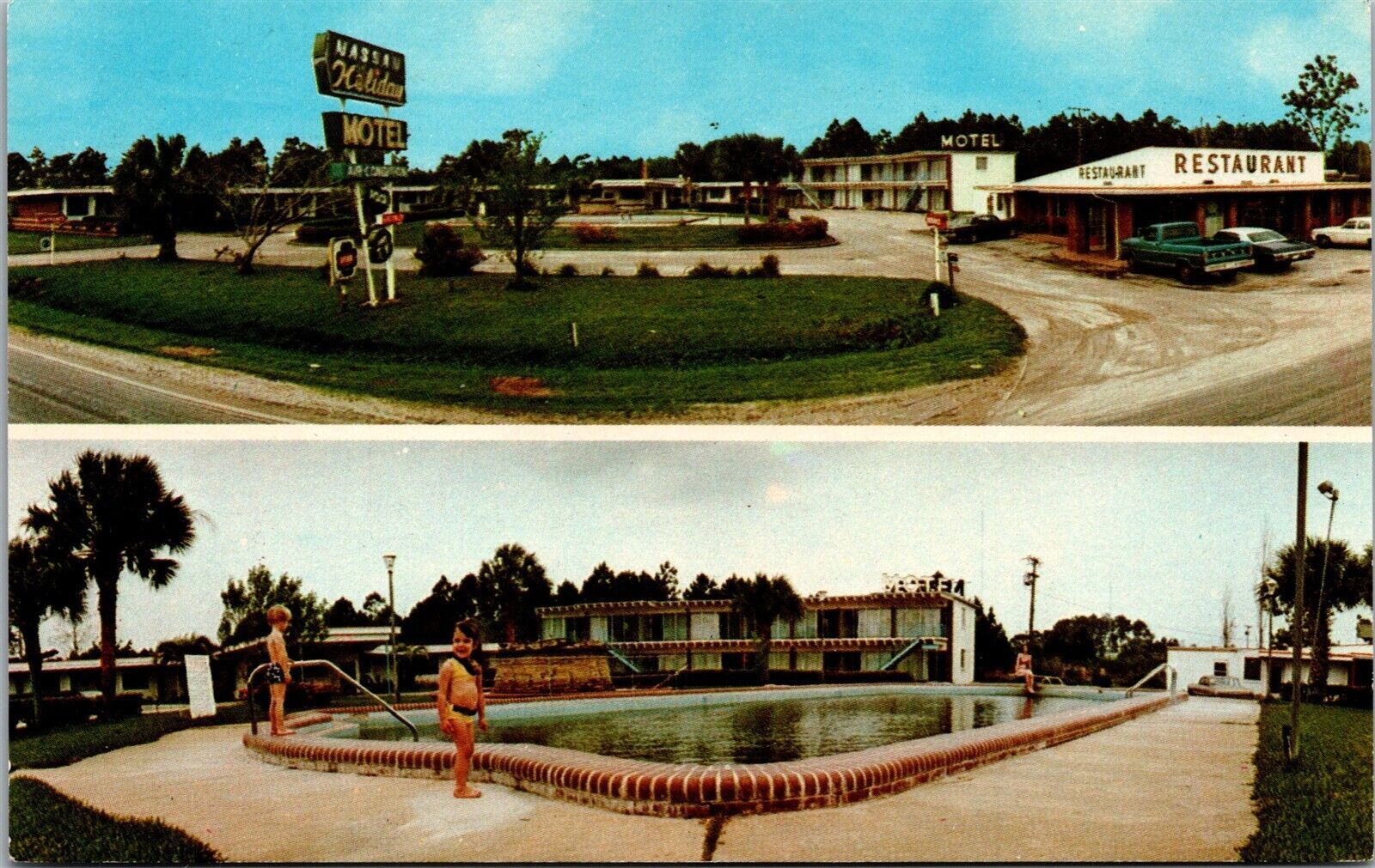 Vtg Yulee Florida FL Nassau Holiday Motel & Restaurant A1A Chrome View ...