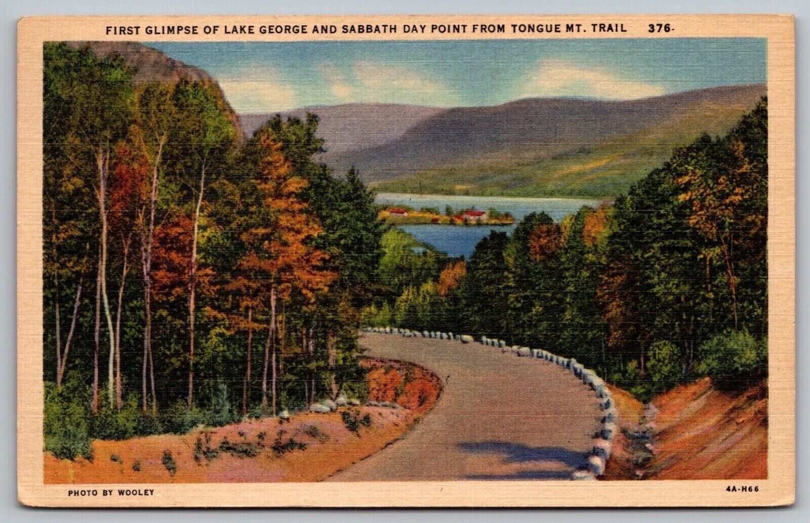 Postcard Lake George Sabbath Day Point Tongue Mount Trail Linen ...