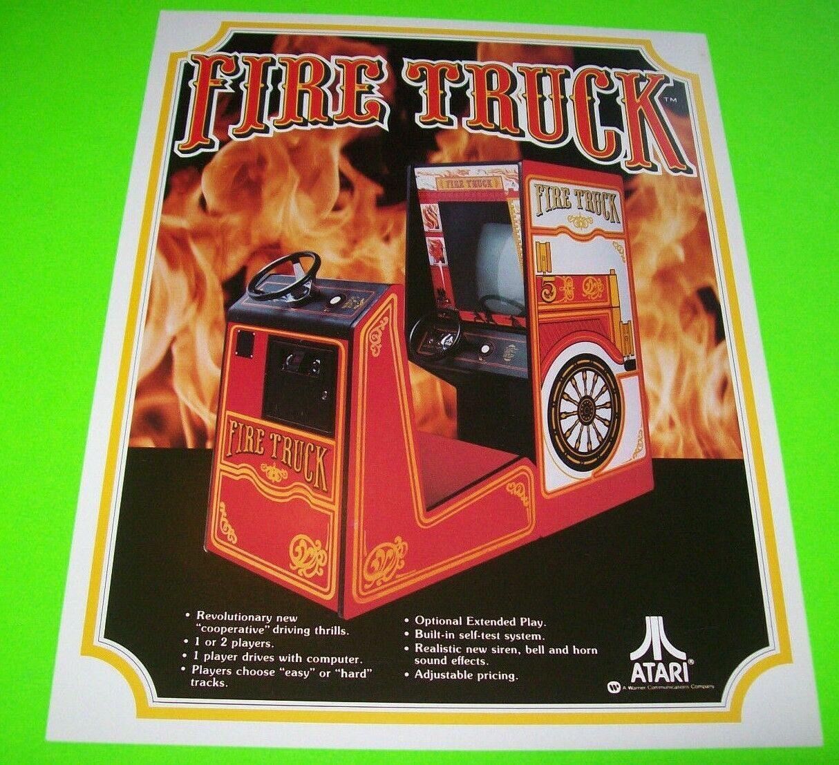 Fire Truck Arcade Flyer Vintage Retro Video Game Original Vintage 8.5 ...
