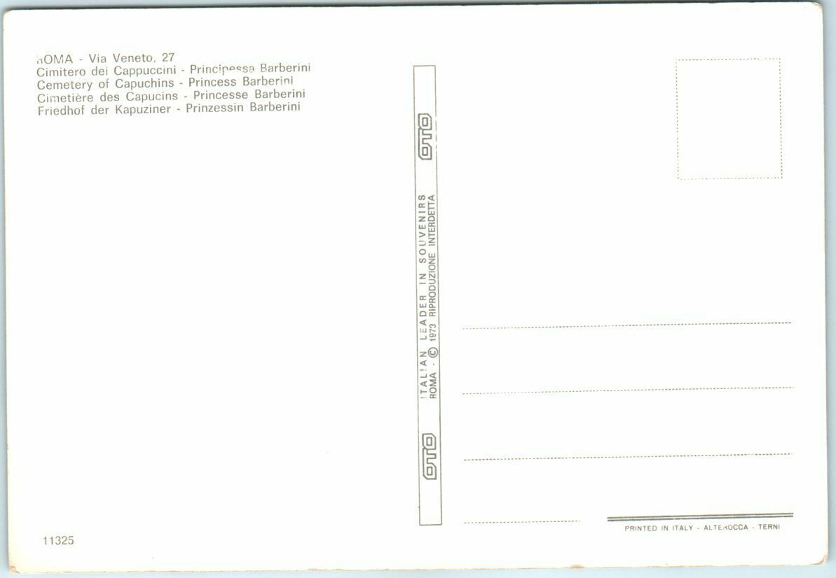 Postcard - Princess Barberini - Cemetery of Capuchins - Rome, Italy ...