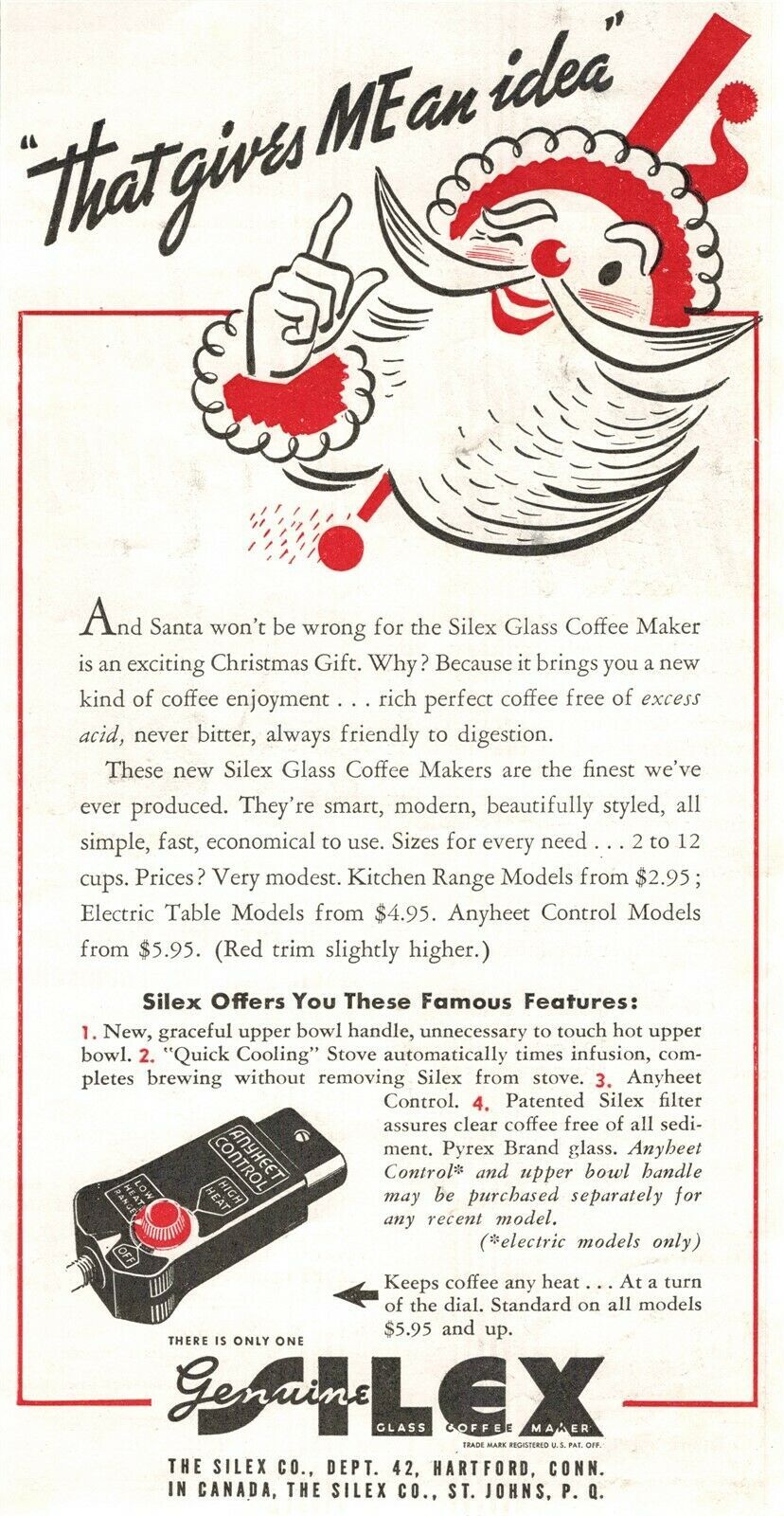 1938 Original Print Ad Santa's Idea Silex Glass Coffee Makers 2V1-34 ...