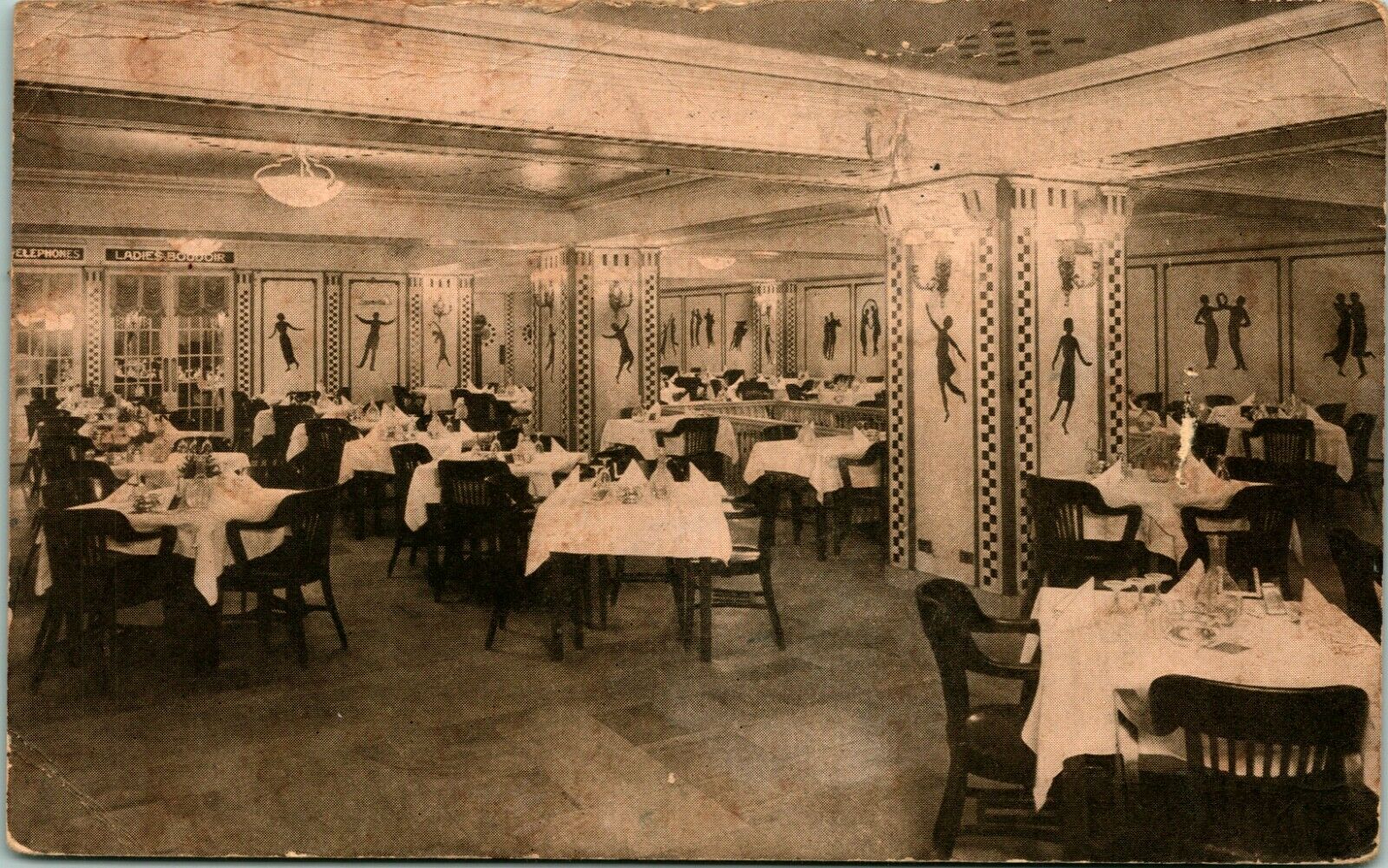 Vtg Postcard 1917 The Domino Room Interior Morrison Hotel & Oyster ...