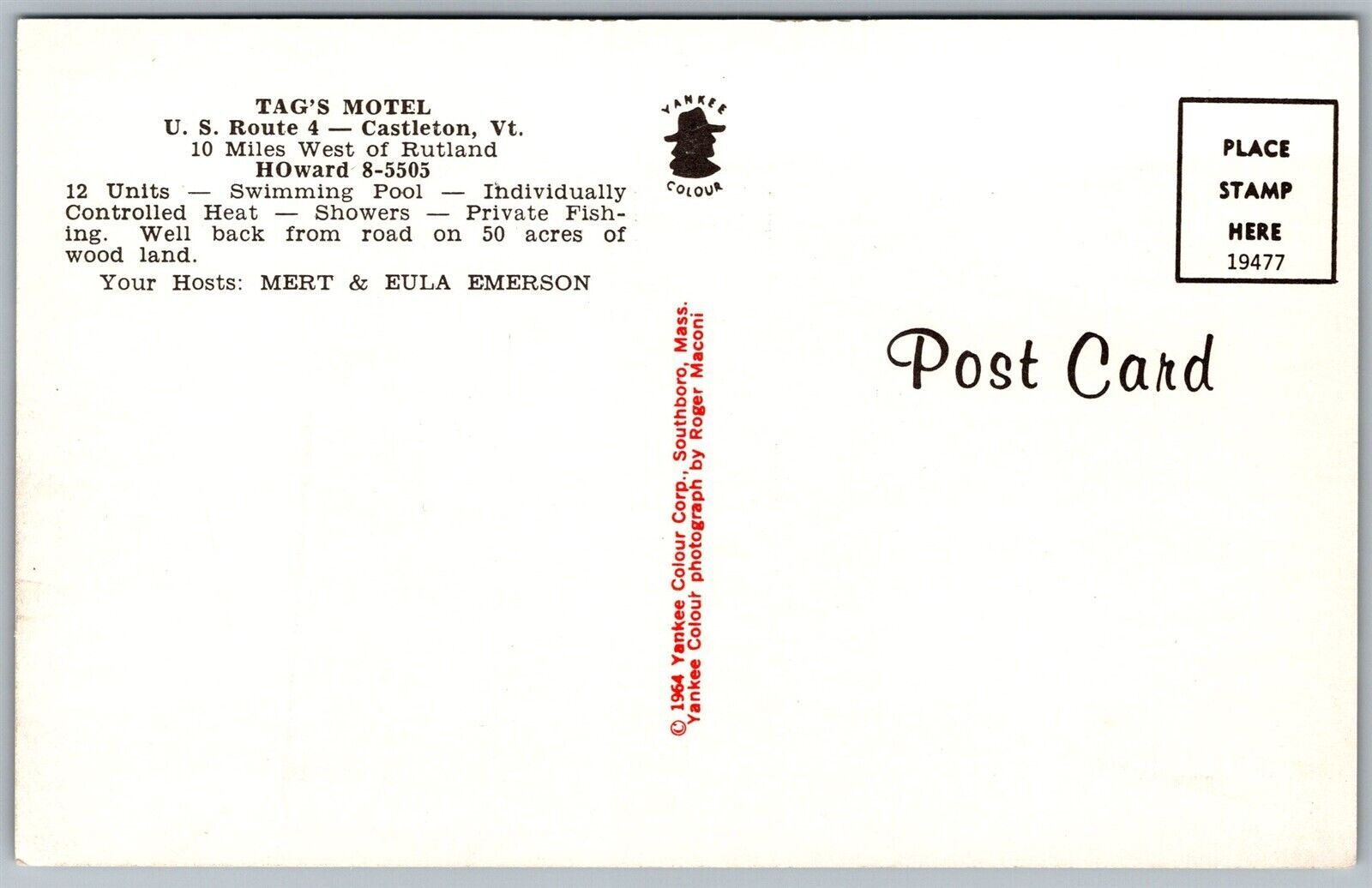 Vtg Castleton Vermont VT Tag's Motel Pool Side View Swimming 1950s ...