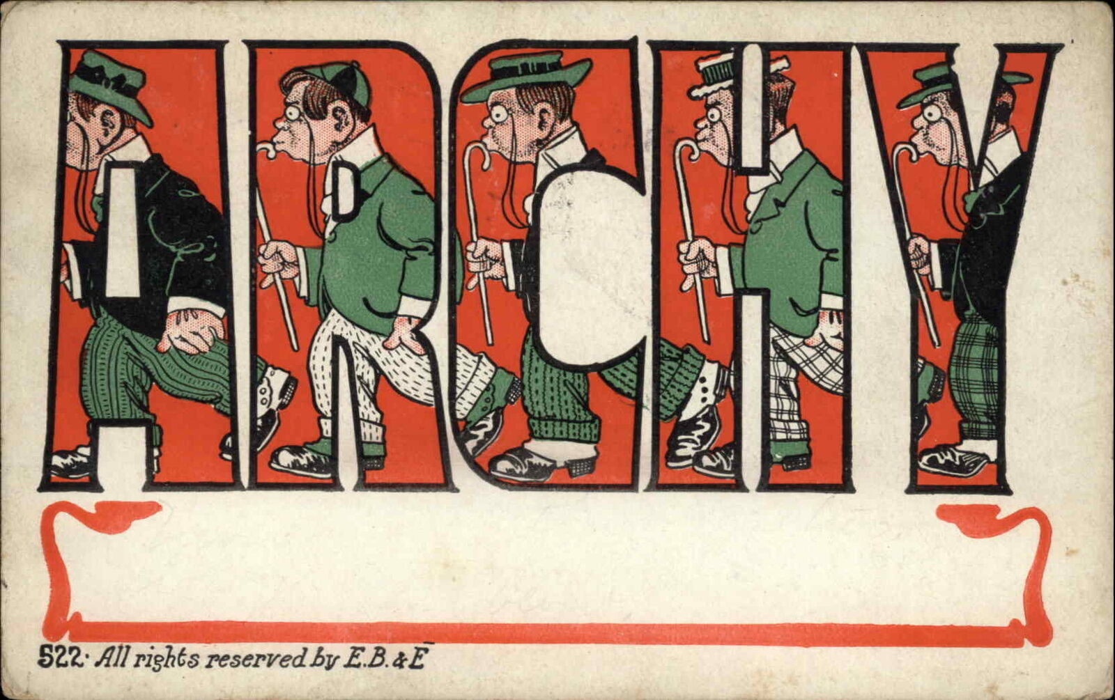 Large Letter Archy Comic Irish Man with Cane c1910 Vintage Postcard ...