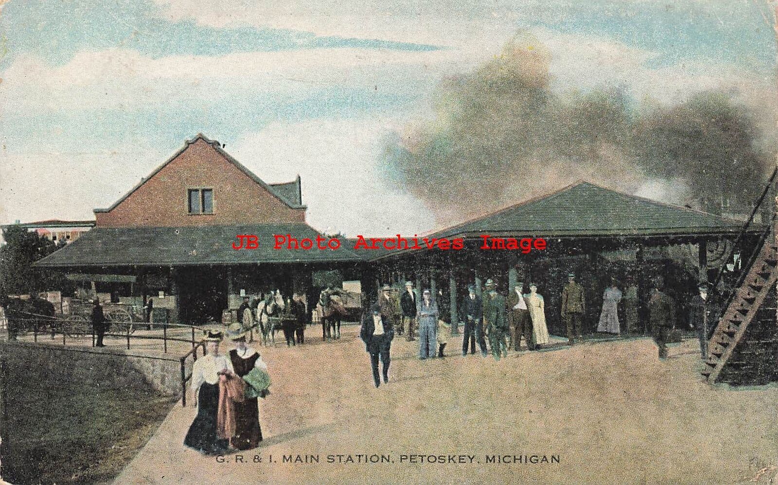 MI, Petroskey, Michigan, GR & I Railroad Station, 1912 PM, Alton Pub No ...