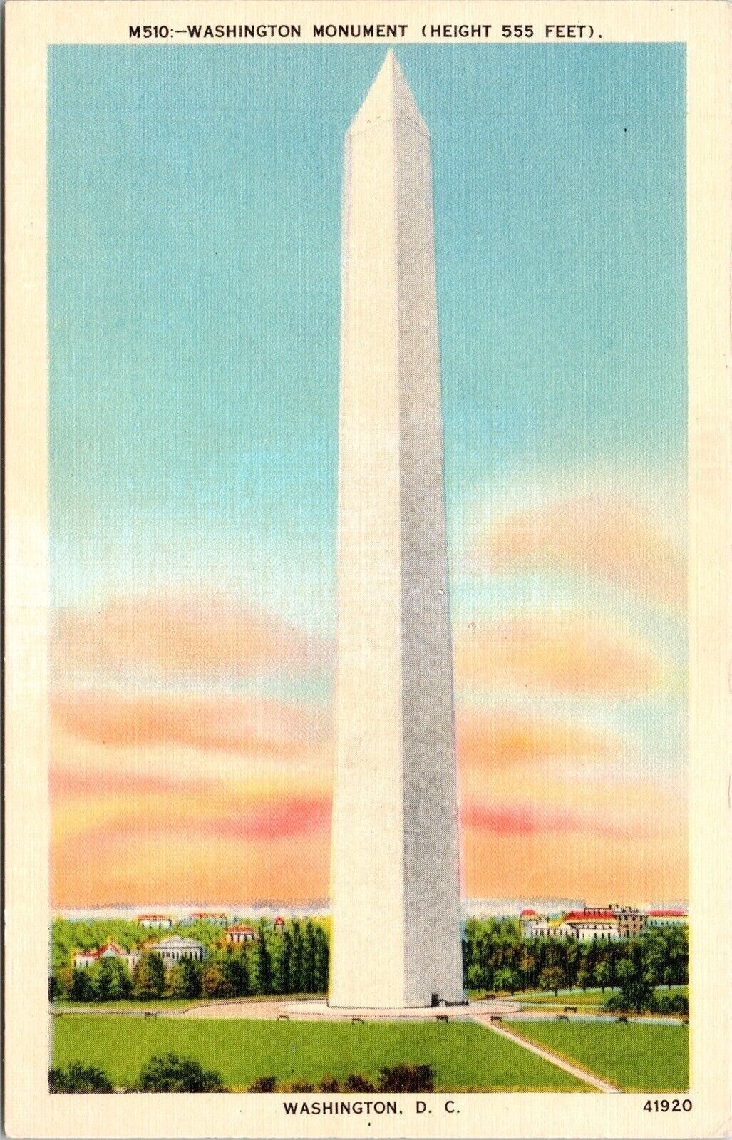 Historical Washington DC Monument Scenic Greenery Houses Postcard ...