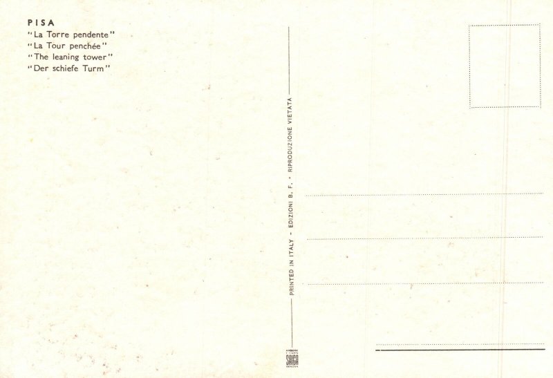 Vintage Postcard PISA La Torre Pendente The Learning Tower Tuscany ...