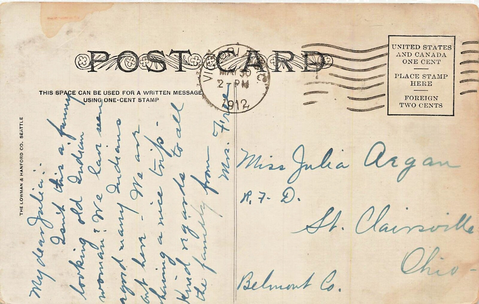 Native American Princess Angeline Daughter of Chief Seattle~1912 Lowman ...