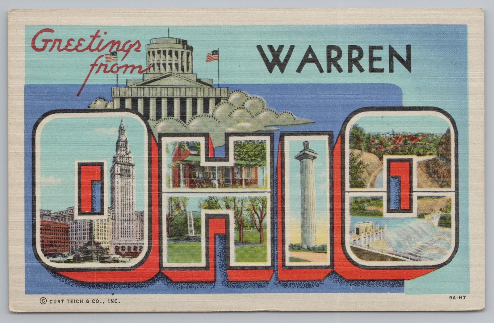 Warren Ohio~Multi Mini Views~Large Letter Linen Postcard | United ...