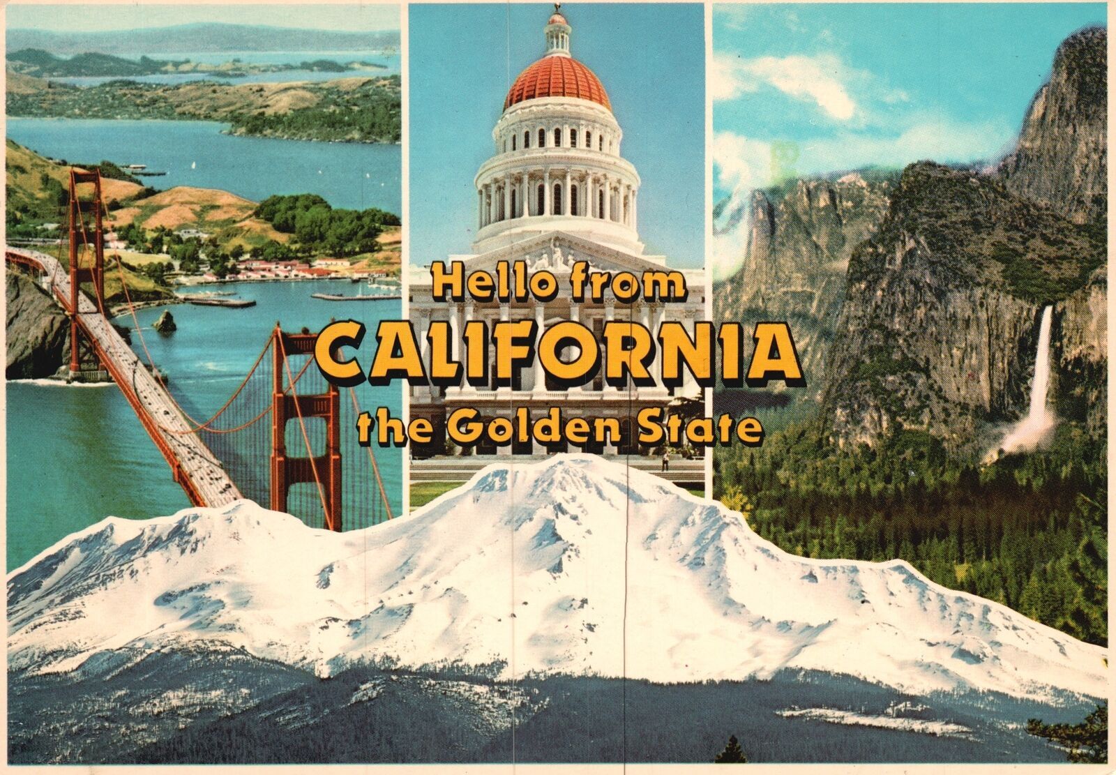 Postcard 1987 Hello From California Golden Gate Bridge State Capitol ...