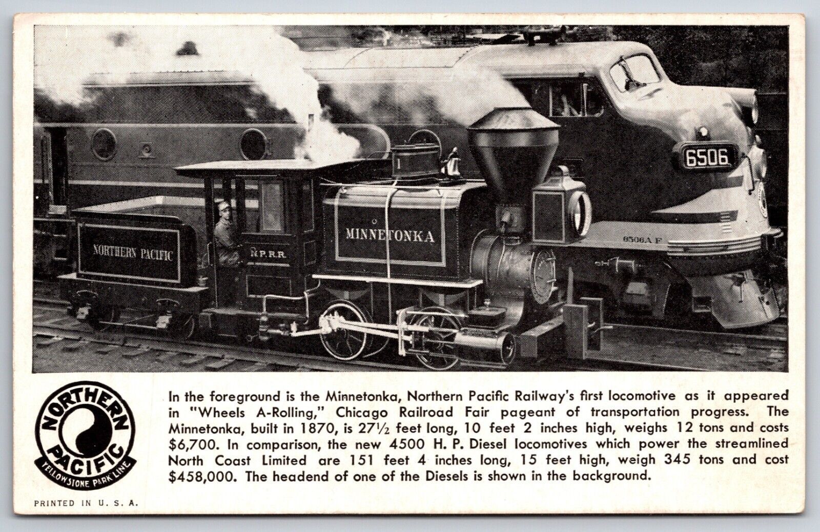 Northern Pacific Minnetonka Steam Locomotive F3 Diesel Advertising ... Northern Pacific Minnetonka Steam Locomotive F3 Diesel Advertising ...