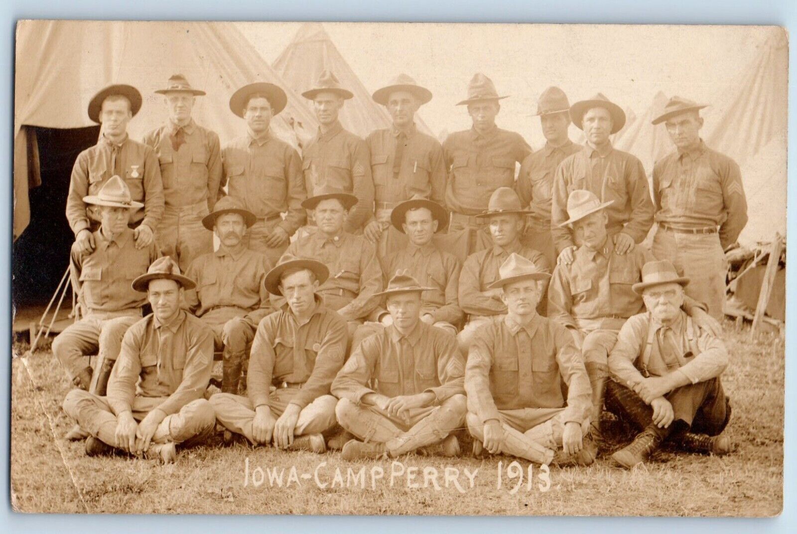 Iowa IA Postcard RPPC Photo Camp Perry Military Soldiers Tent 1913 ...