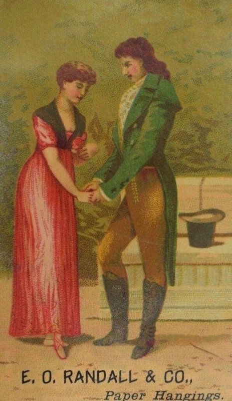 1880's E. O Randall & Co Wall Paper Est. Paper Hangings Man Wooing Lady ...