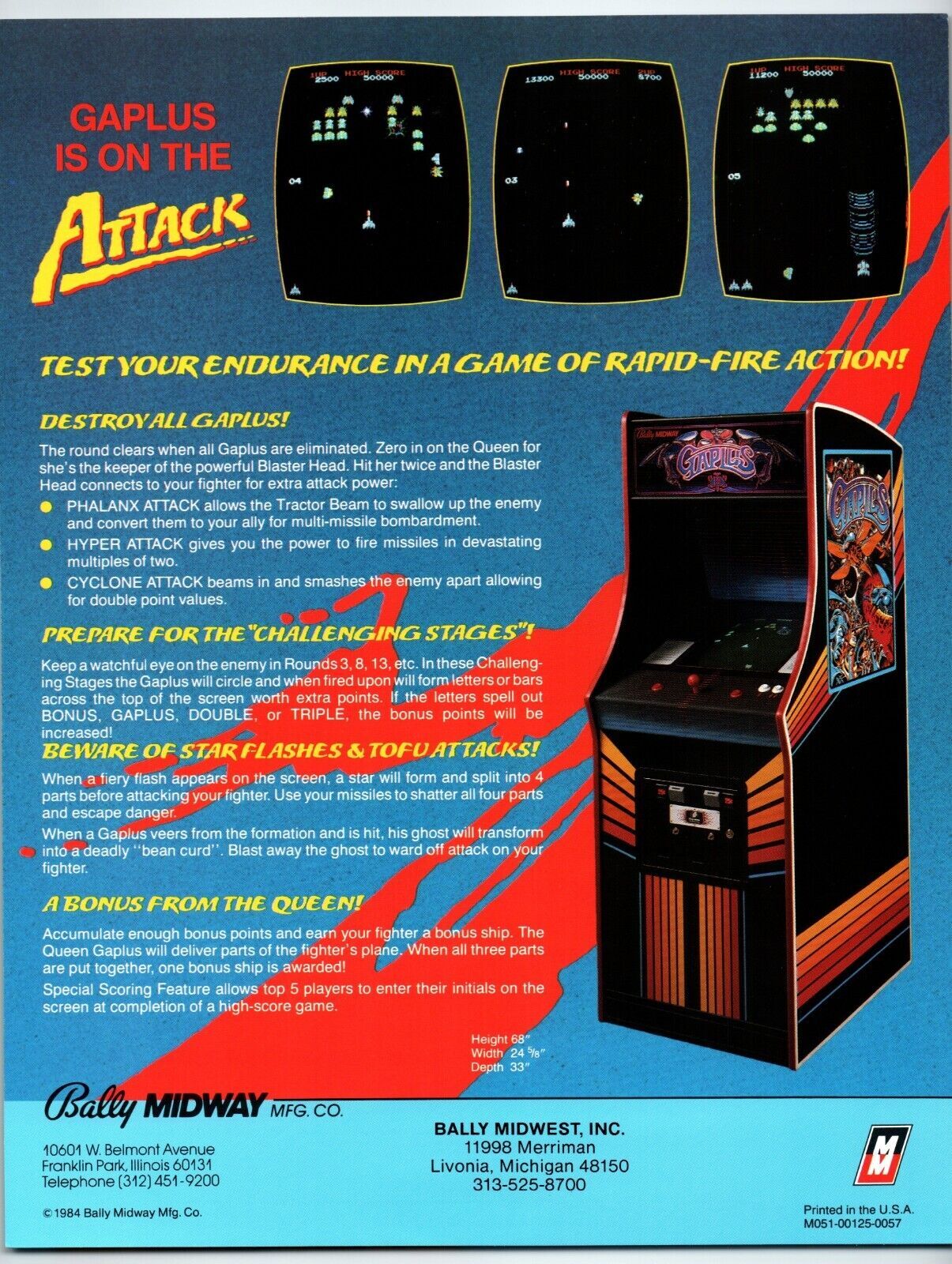 Gaplus Arcade Flyer 1984 Original Video Game Retro Artwork Promo 8.5" x ...