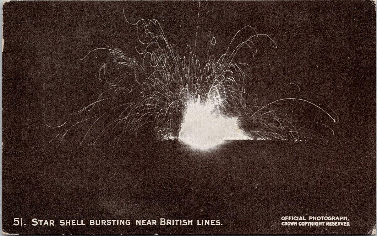 Star Shells Bursting near British Lines WW1 Military Official War ...