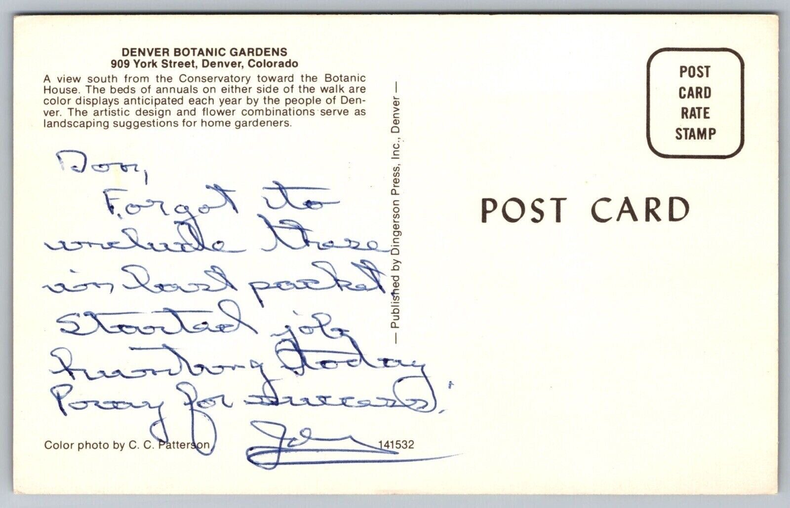 Denver Colorado Denver Botanic Gardens Scenic City Landmark Chrome WOB ...