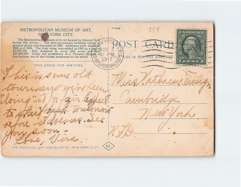 Postcard The Metropolitan Museum of Art, New York City, New York ...