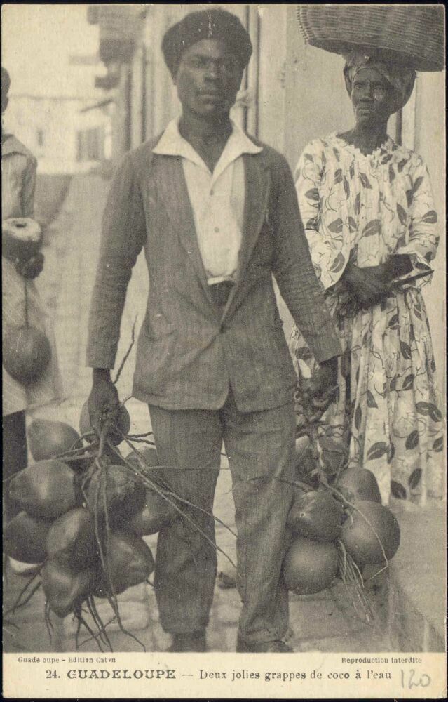 guadeloupe, Native Man with Bunches of Coconut (1931) | Other ...