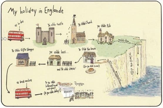 My Holiday In Boring England Gift Shop Bus Airport London Comic Humour ...