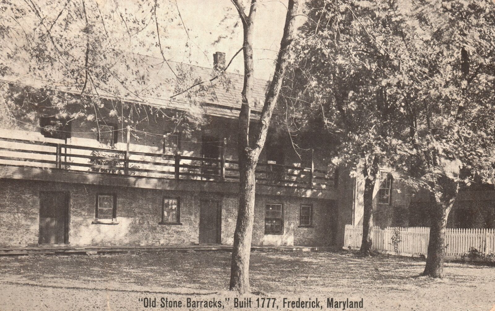 Vintage Postcard 1912 Old Stone Barracks Built On 1777 Frederick ...