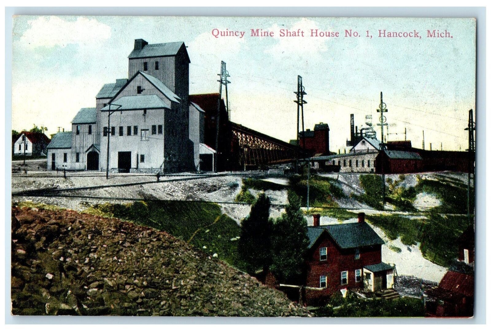 c1950's Quincy Mine Shaft House No.1 Building Tower Hancock Michigan MI ...
