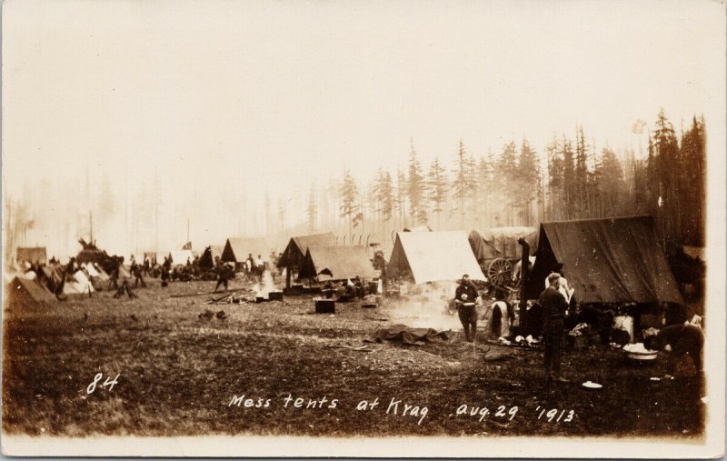 Mess Tents at Krag 1913 Soldiers Military Camp WW1 Real Photo Postcard ...