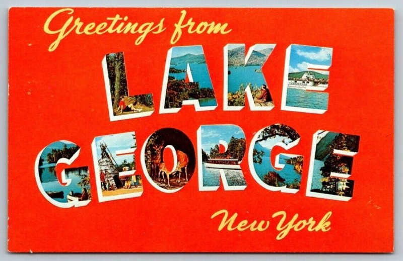 Large Letter Greetings From Lake George New York 1963 Postcard | United ...