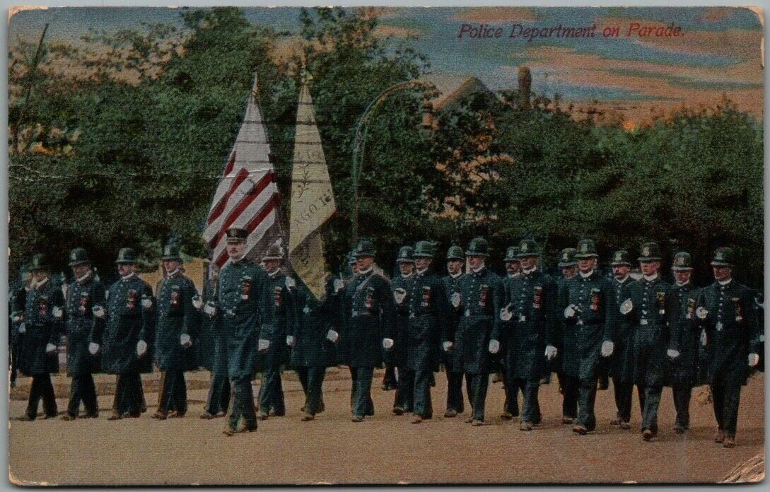 Vintage Police Postcard "Police Department on Parade" Acmegraph / 1913 ...