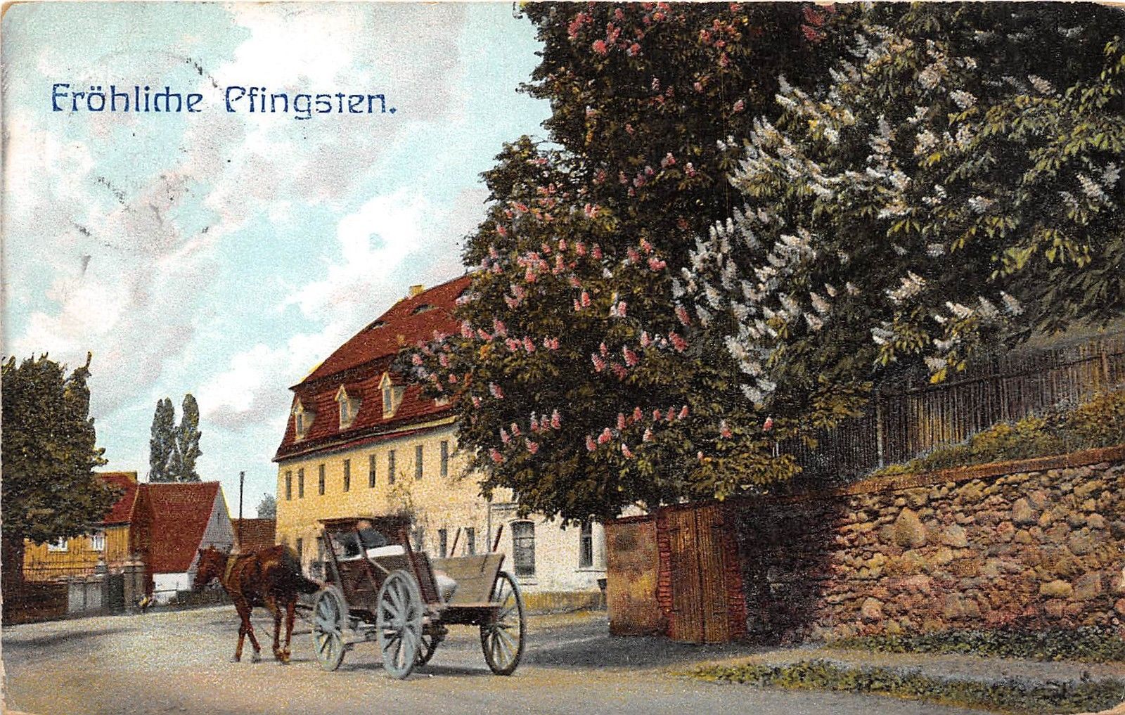 BG4844 chariot horse pfingsten pentecost flower germany greetings ...