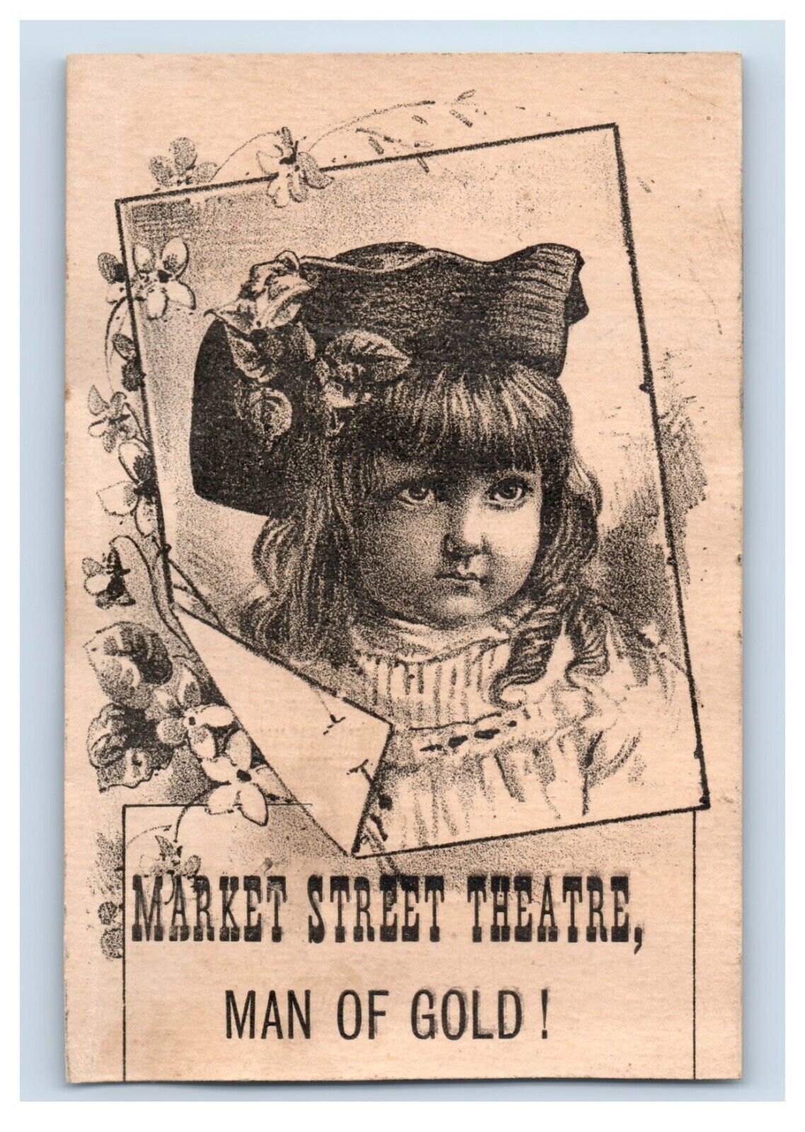 1870s-80s Victorian Stage Play "The Man Of Gold" Cast List On Back Fab ...