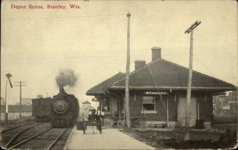 Stanley WI RR Train Depot Station c1910 Postcard | United States ...