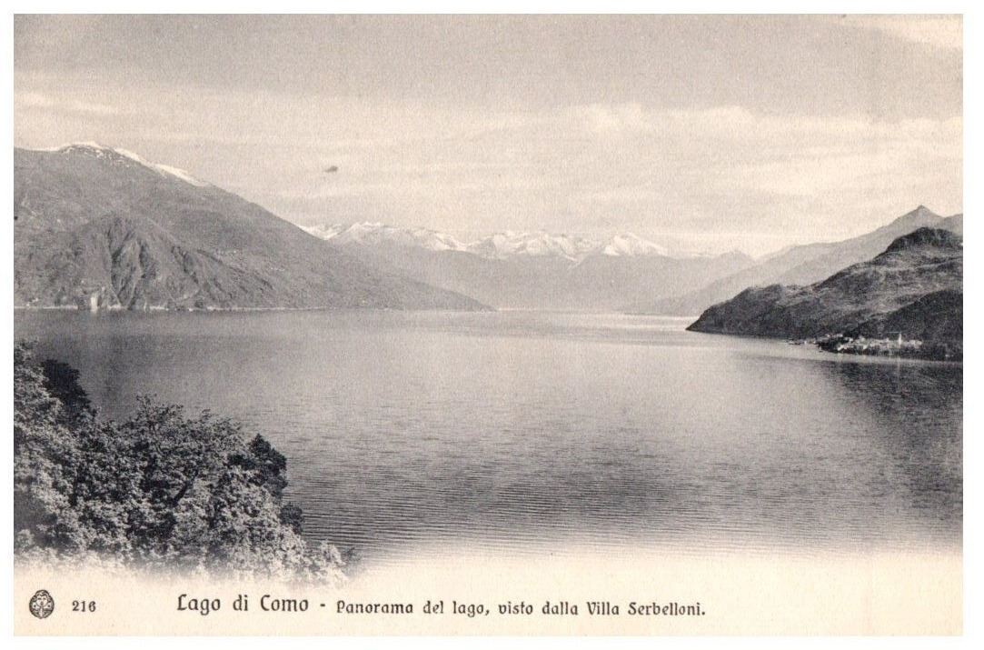 Panoramic View Of Lake Como Italy Black And White Postcard | Europe ...