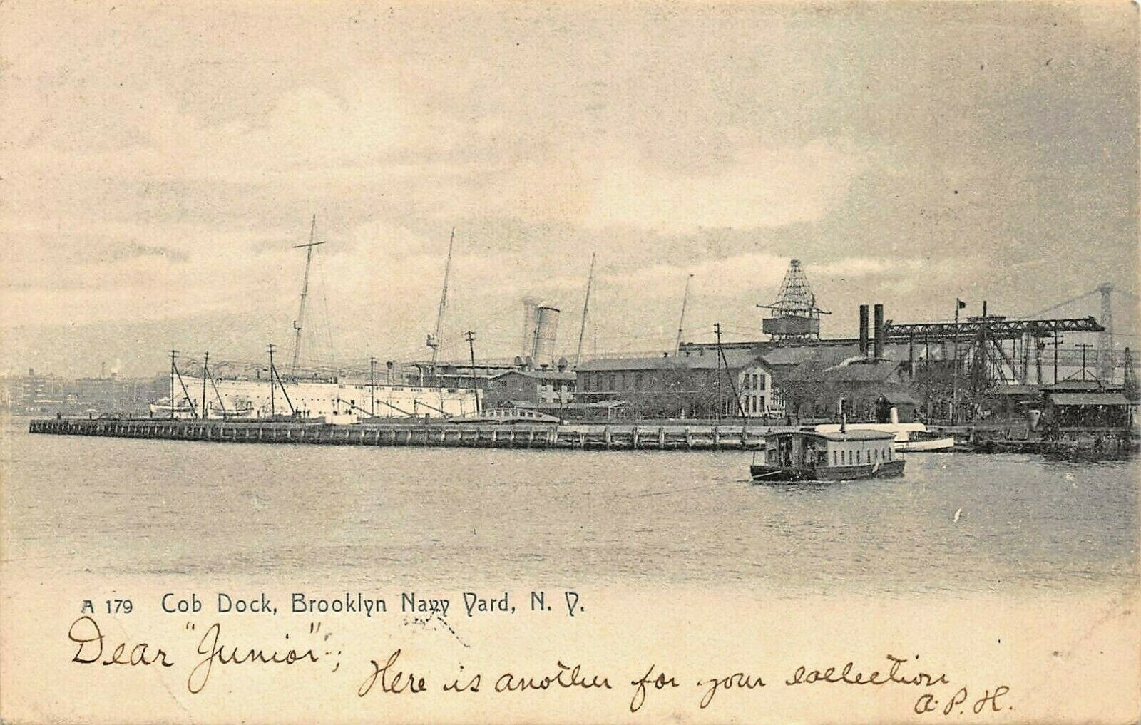 Brooklyn Ny~Cob Dock-Brooklyn Navy Yard~1907 Rotograph Photo Postcard ...
